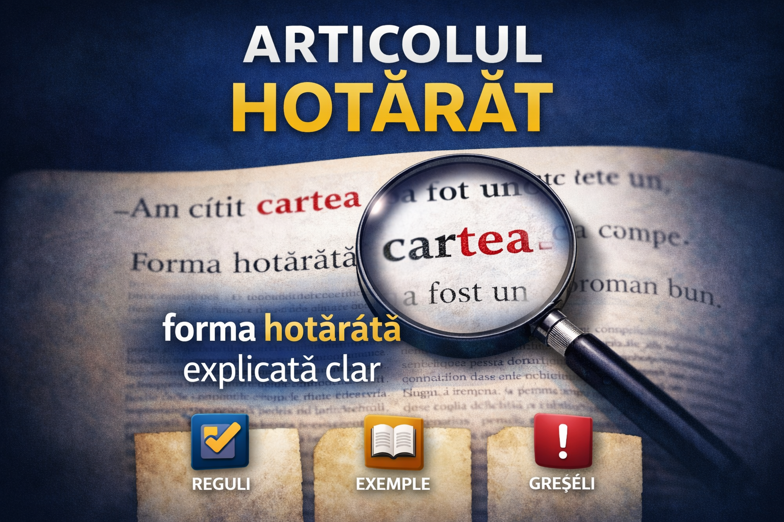 Articolul hotărât – explicații clare, exemple și greșeli frecvente